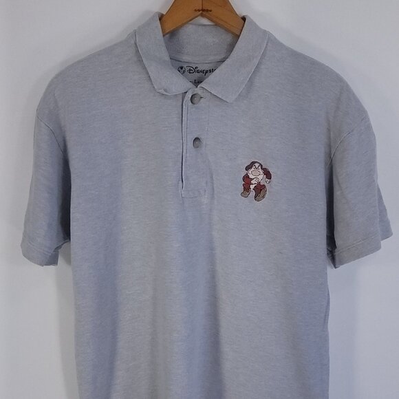 Disney | Shirts | Grumpy Dwarf Polo Shirt Mens Large Gray Disney Store ...